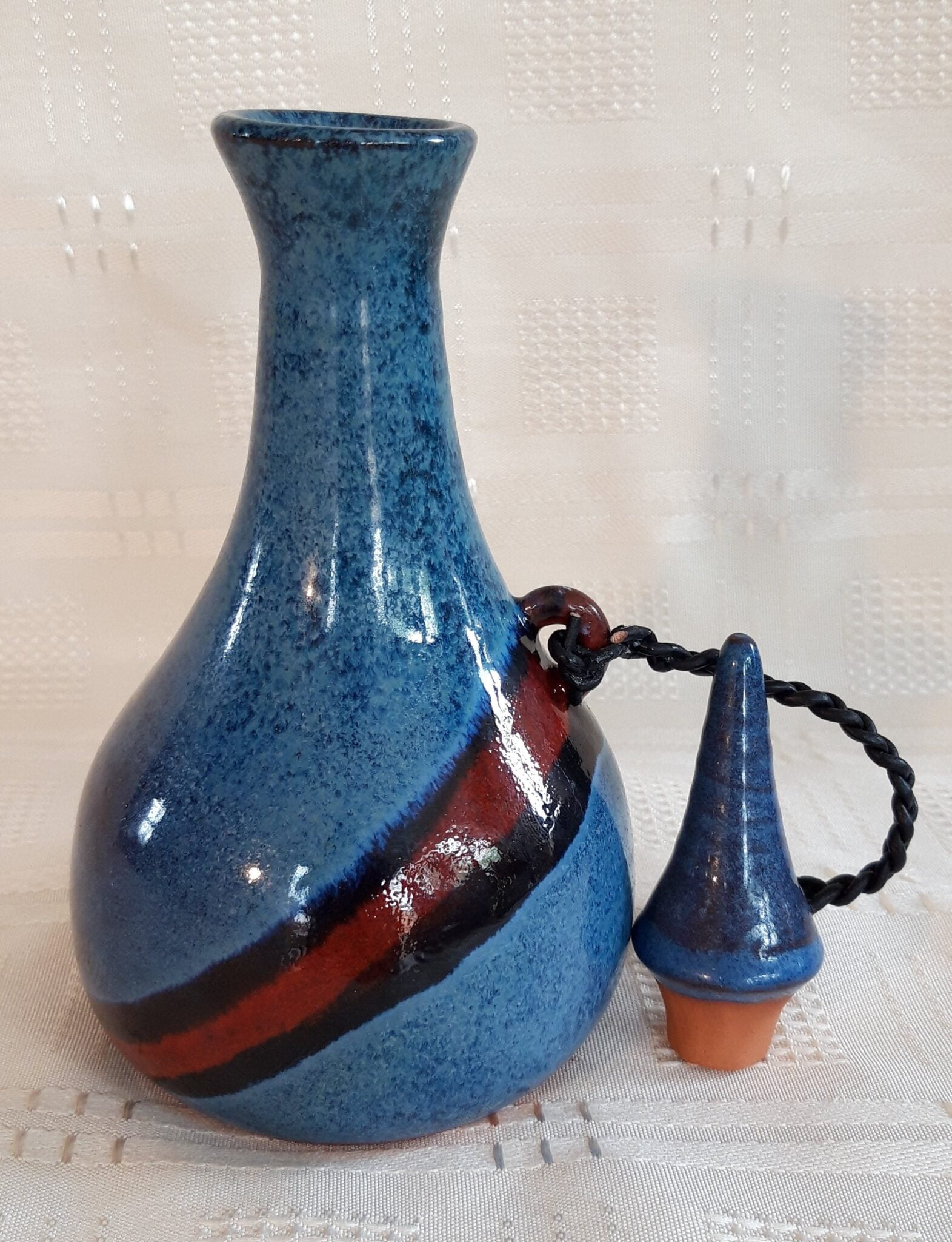 Potion Pot #8 Aqua and Red. - Duile Pottery